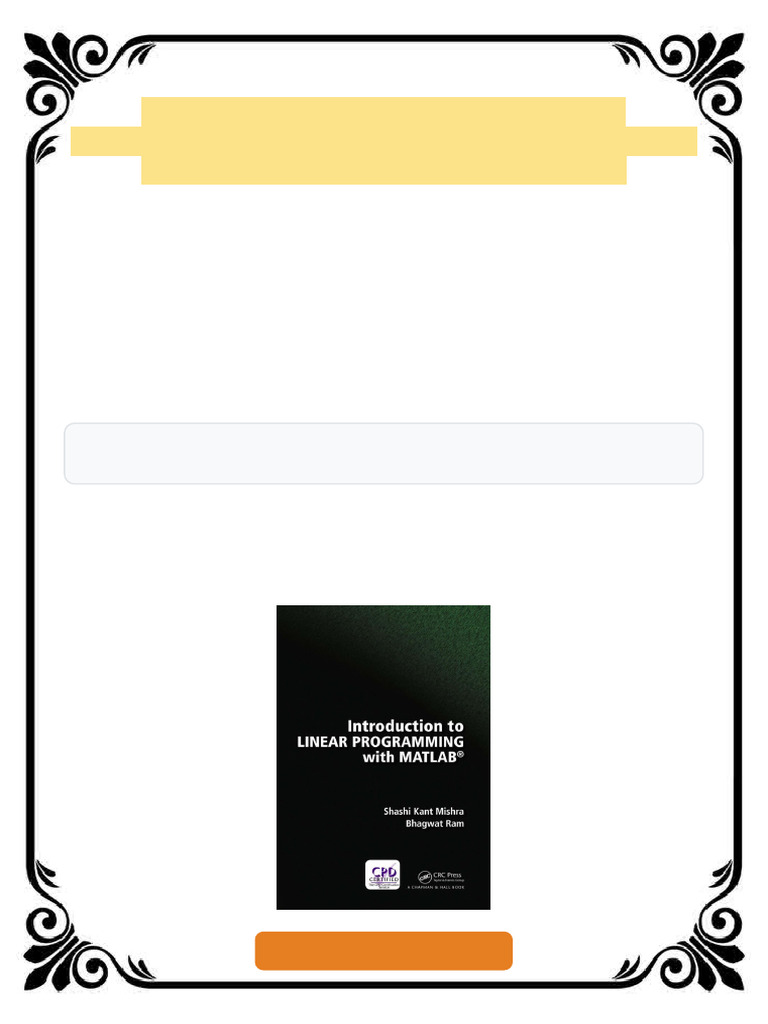Introduction to Linear Programming with MATLAB 1st Edition Shashi Kant ...