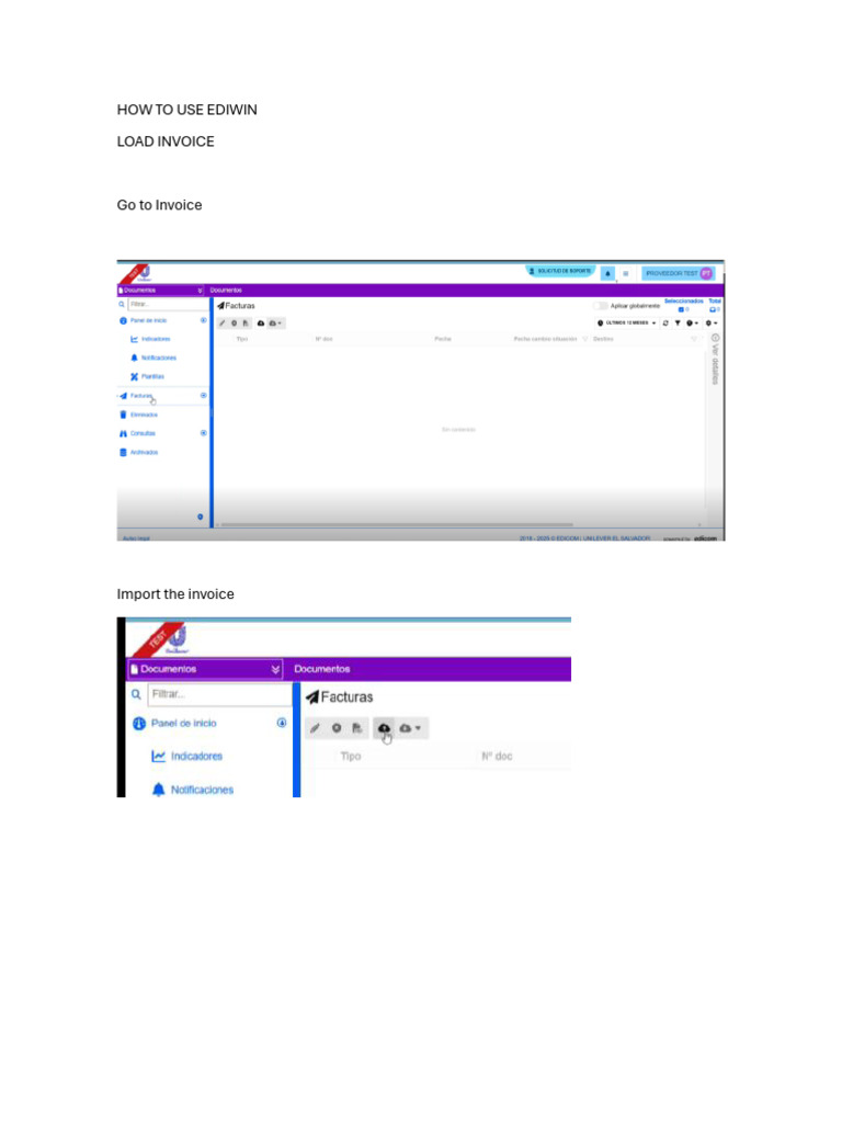 EDIWIN Invoice Loading Guide | PDF