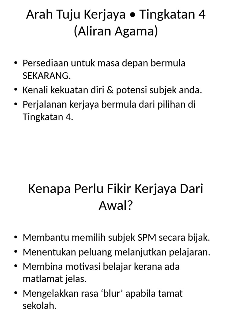 Slide Arah Tuju Kerjaya T4 | PDF