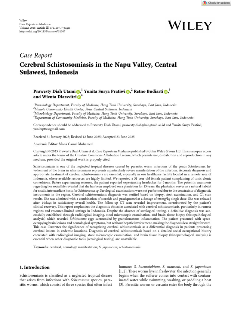 Tutorial3 Schistosomiasis | PDF | Medical Specialties | Clinical Medicine