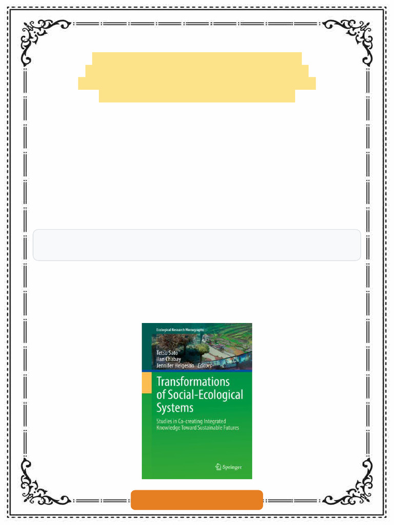 Transformations of Social Ecological Systems Studies in Co creating ...