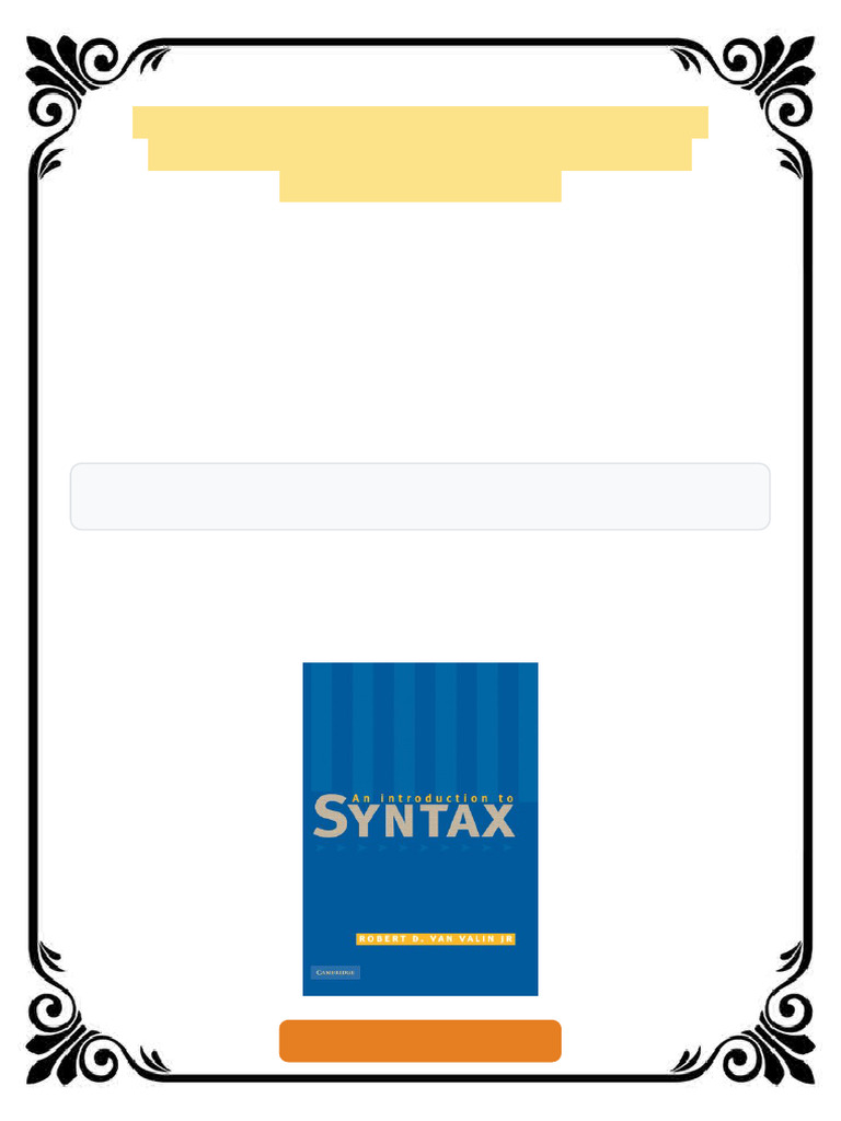 An Introduction To Syntax 1st Edition Robert D. Van Valin JR Ebook ...
