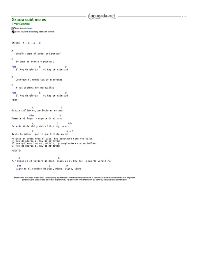 Gracia Sublime Es, Emir Sensini - Acordes | PDF