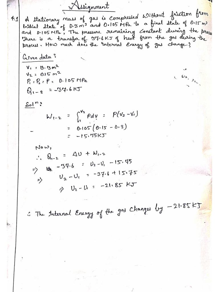 Thermo Assignment 1 | PDF