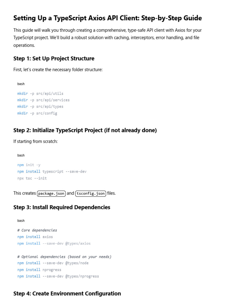 TypeScript Axios API Client Setup Guide | PDF | File Format | Boolean ...