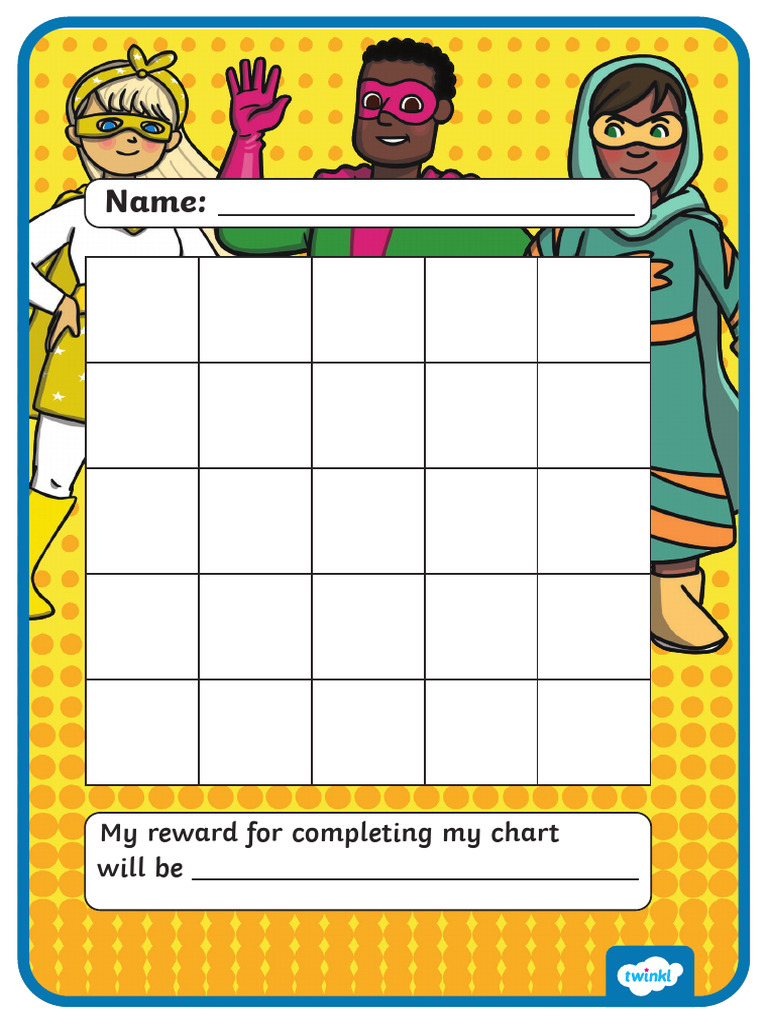 T C 305 Superhero Sticker Stamp Reward Chart Ver 4 | PDF