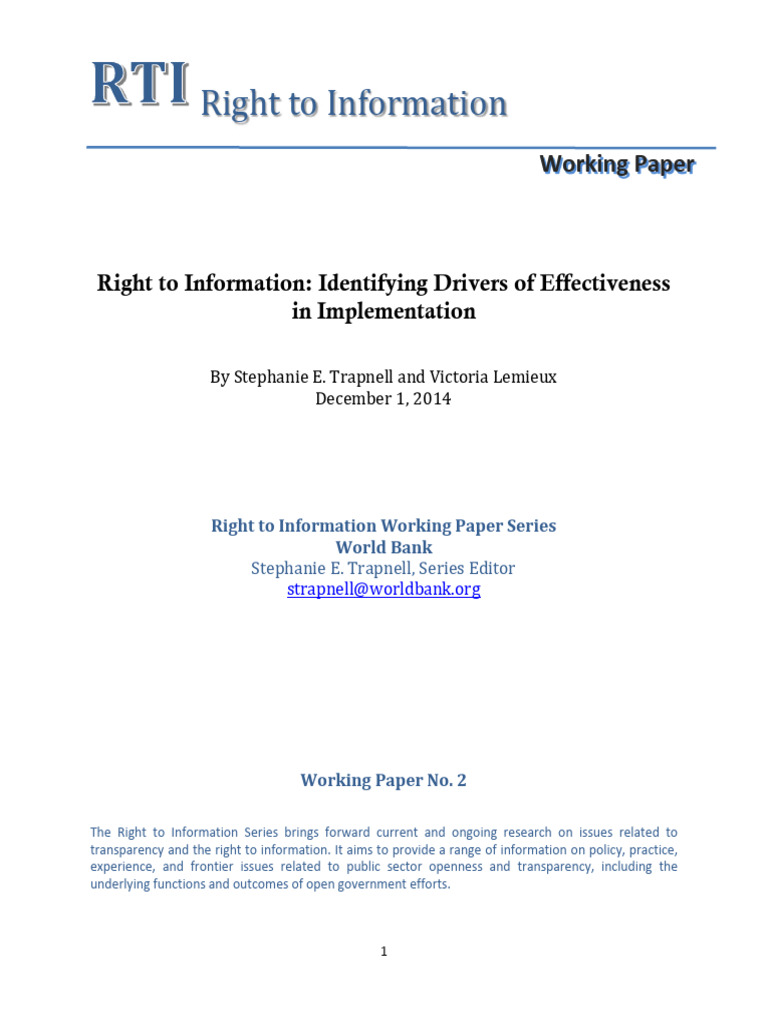 Right to Information Identifying Drivers | PDF | Accountability ...