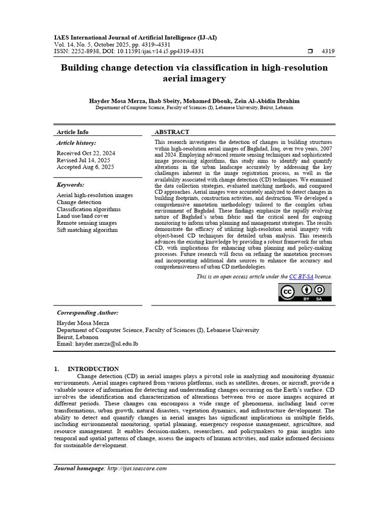 Building Change Detection Via Classification in High-Resolution Aerial ...