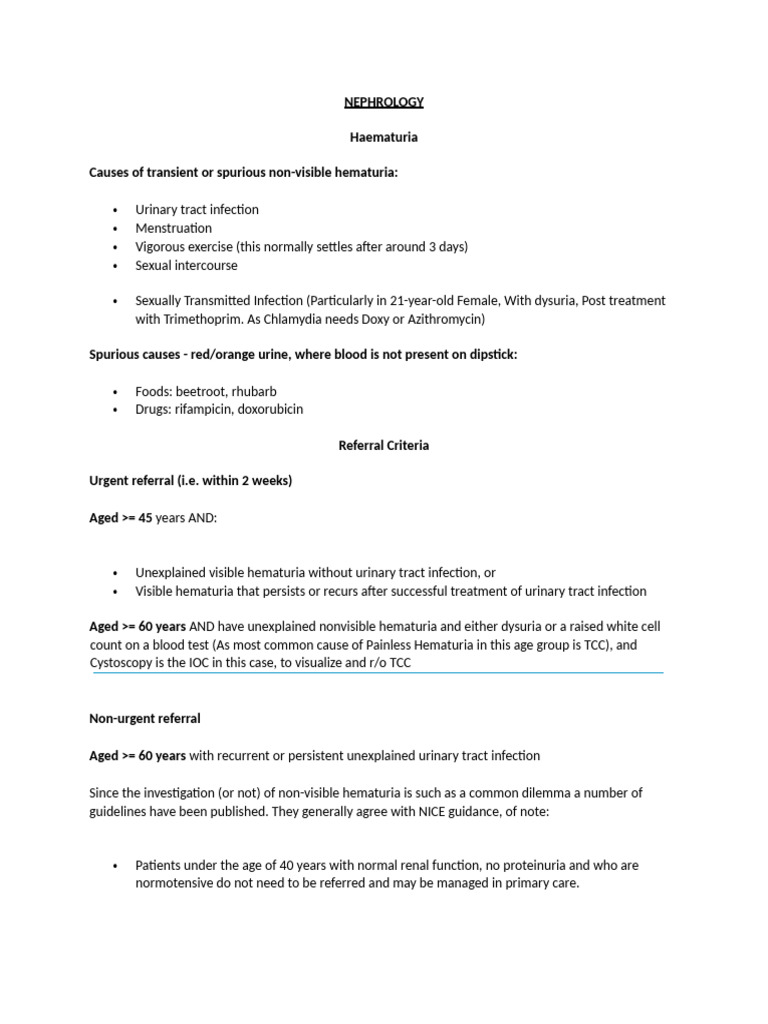Nephrology Notes | PDF | Kidney Disease | Kidney