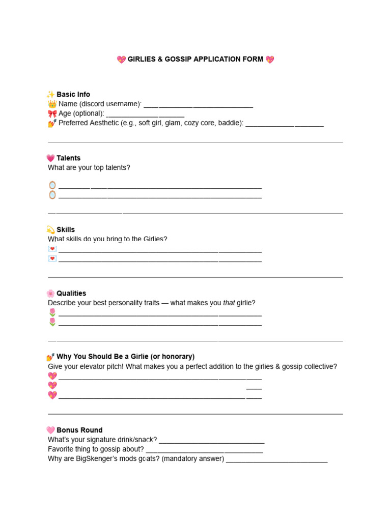 Girlie Form 1 | PDF