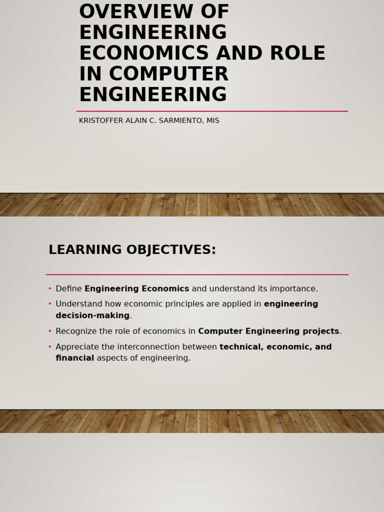 Overview of Engineering Economics and Role in Computer | PDF ...