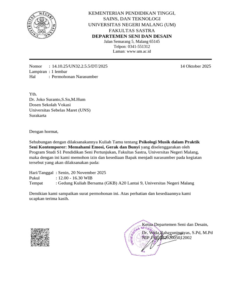 Surat Narasumber Joko Suranto-1 | PDF