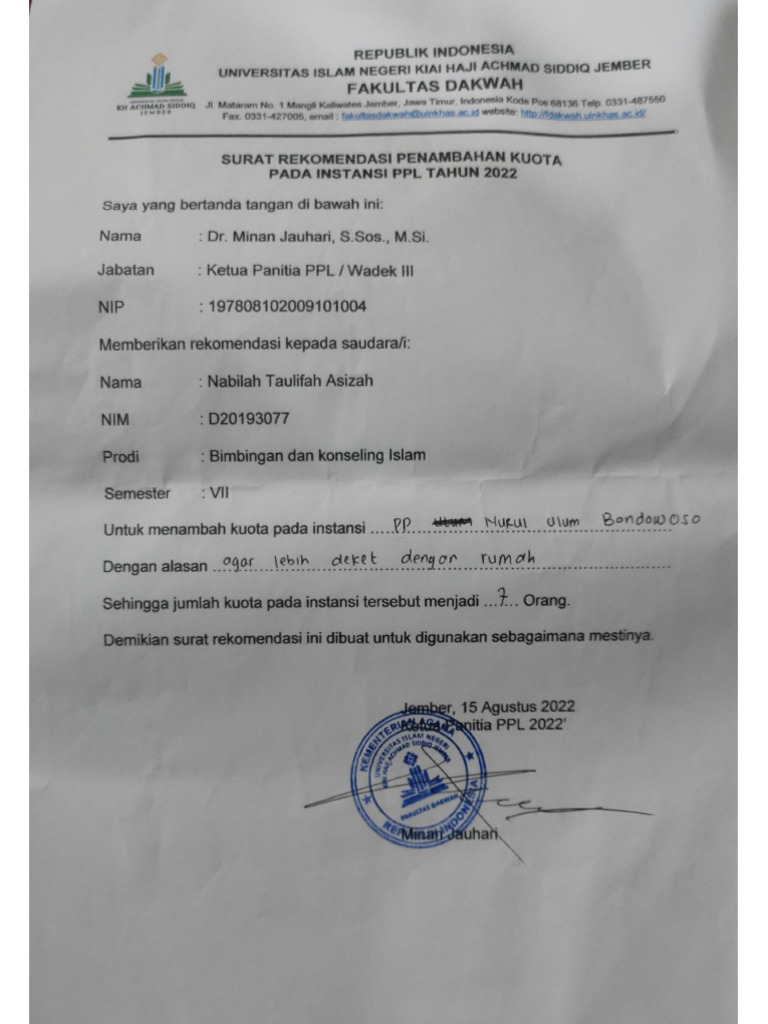 Surat Rekomendasi Wps Office | PDF