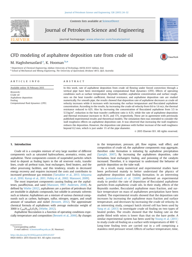 CFD Analysis of Asphaltene Deposition | PDF | Heat Transfer ...