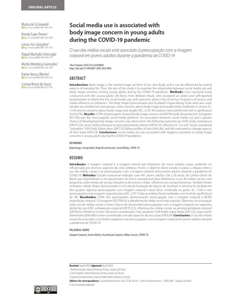 Social Media Use Is Associated With Body Image Concern in Young Adults ...