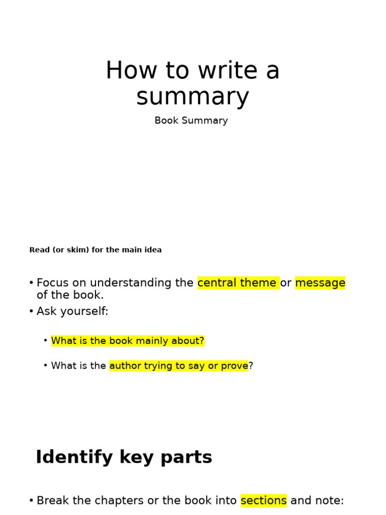 How to Write a Summary | PDF