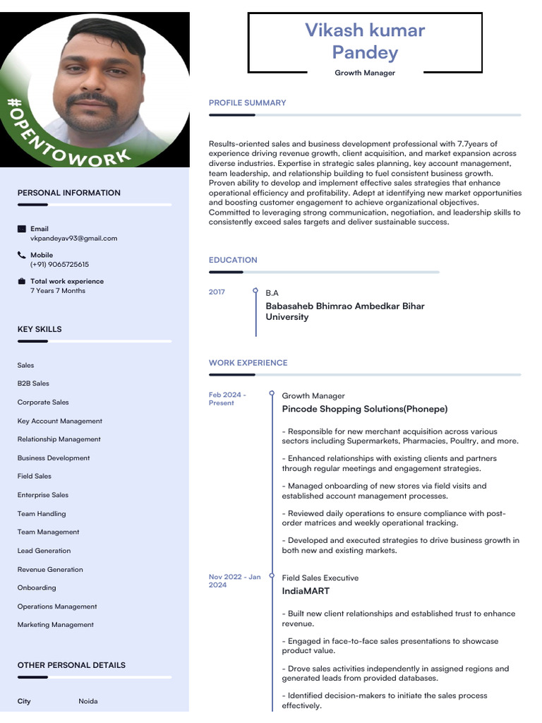 Naukari Cv | PDF | Sales | Marketing