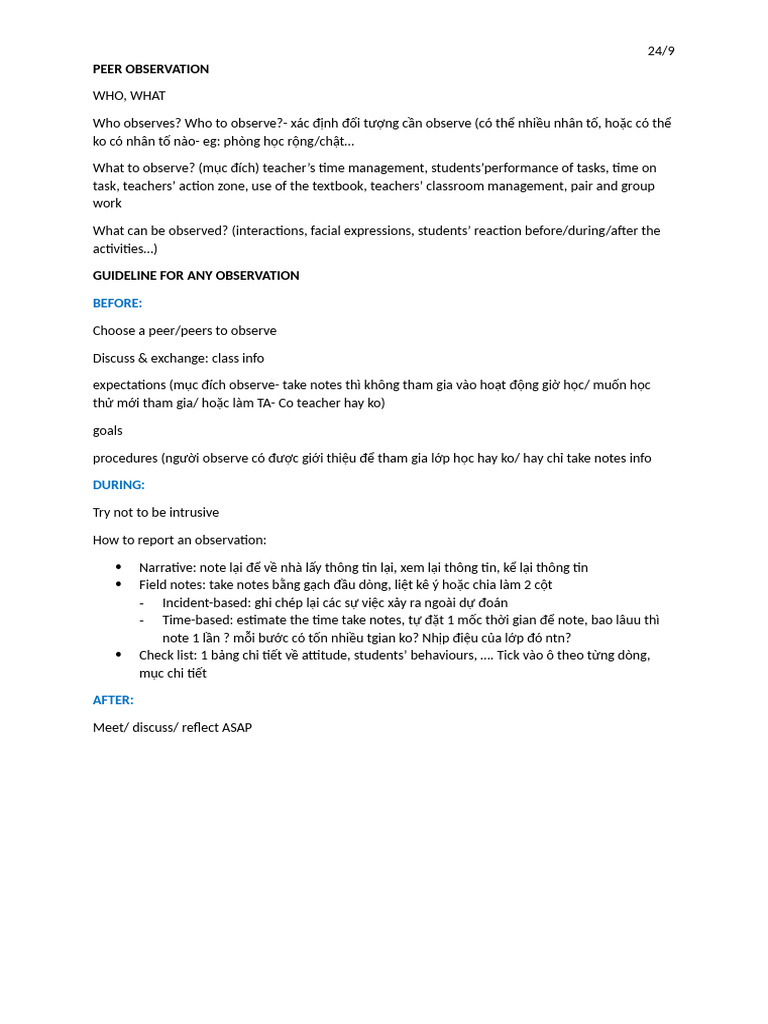 Peer Observation | PDF