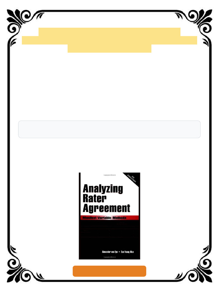 Analyzing Rater Agreement Manifest Variable Methods Alexander Von Eye ...