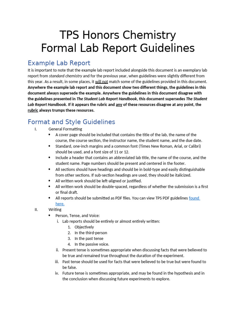 Chemistry Lab Report Guidelines | PDF | Experiment | Hypothesis