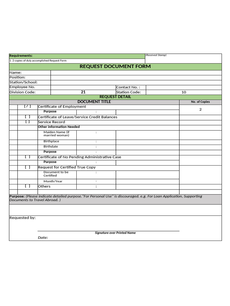 Request Document Form v5 | PDF
