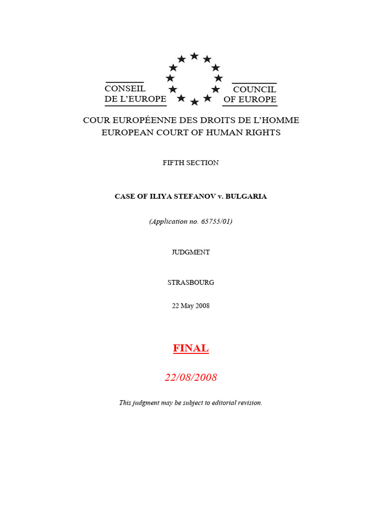 Case of Iliya Stefanov v. Bulgaria | PDF | Search Warrant | Search And ...