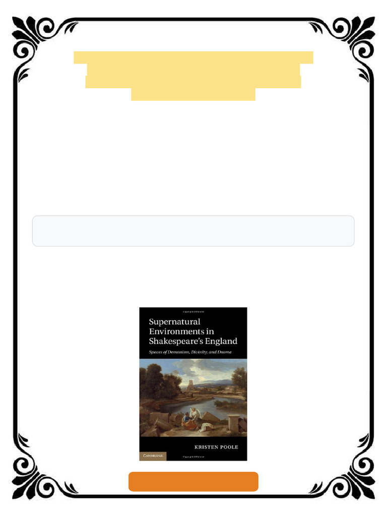 Supernatural Environments in Shakespeare S England Spaces of Demonism ...