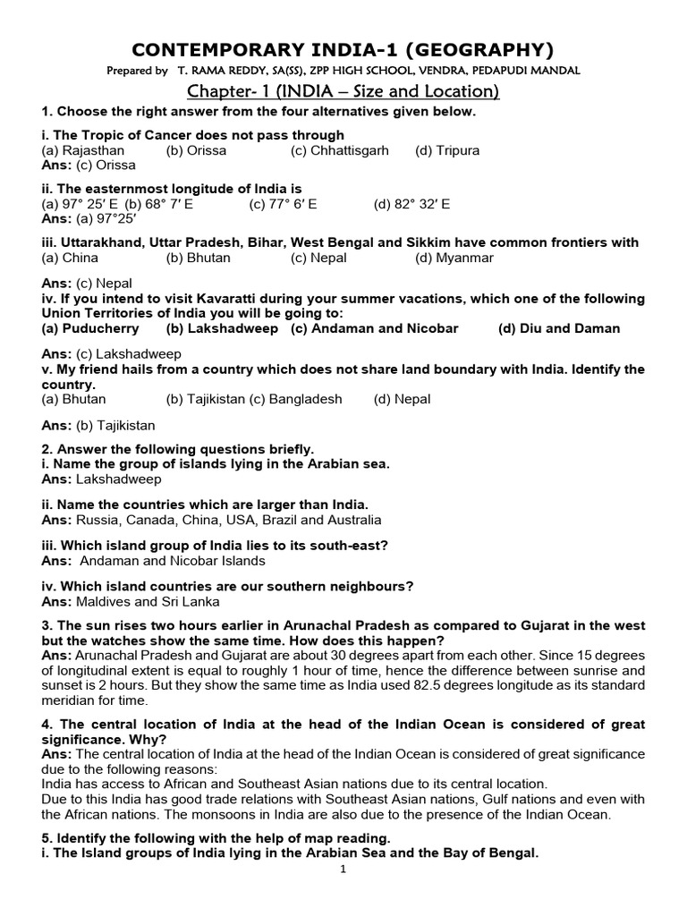 9th Ss Geography 17 Papers-1 | PDF | Monsoon | Rain