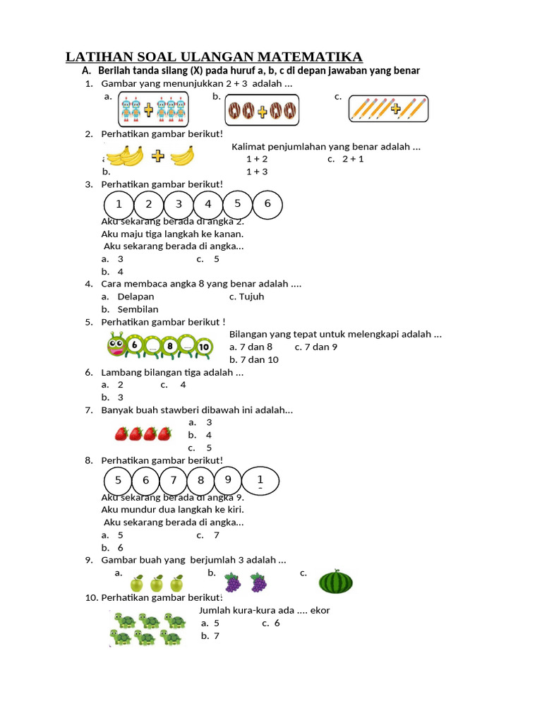 Soal Ulangan Matematika Dasar Anak | PDF