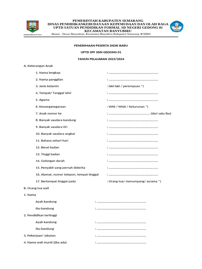 Formulir PPDB | PDF