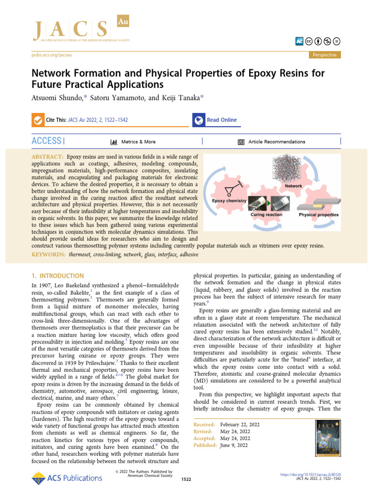 Network Formation and Physical Properties of Epoxy Resins for Future ...