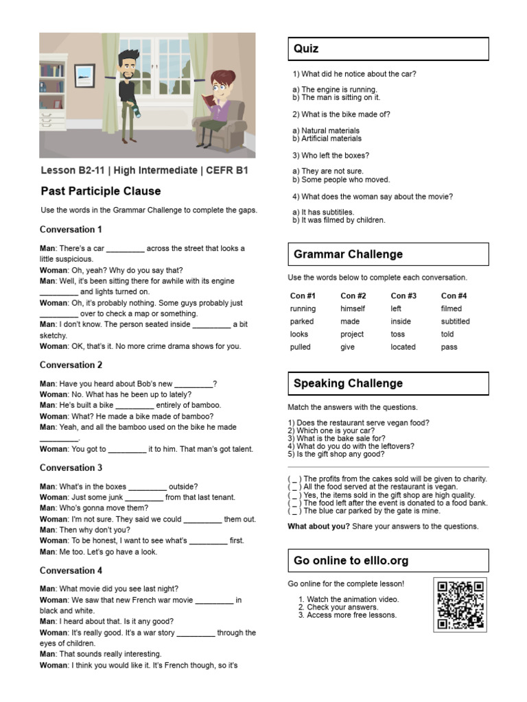 ELLLO B2 11C Past Participle Clause Removed | PDF