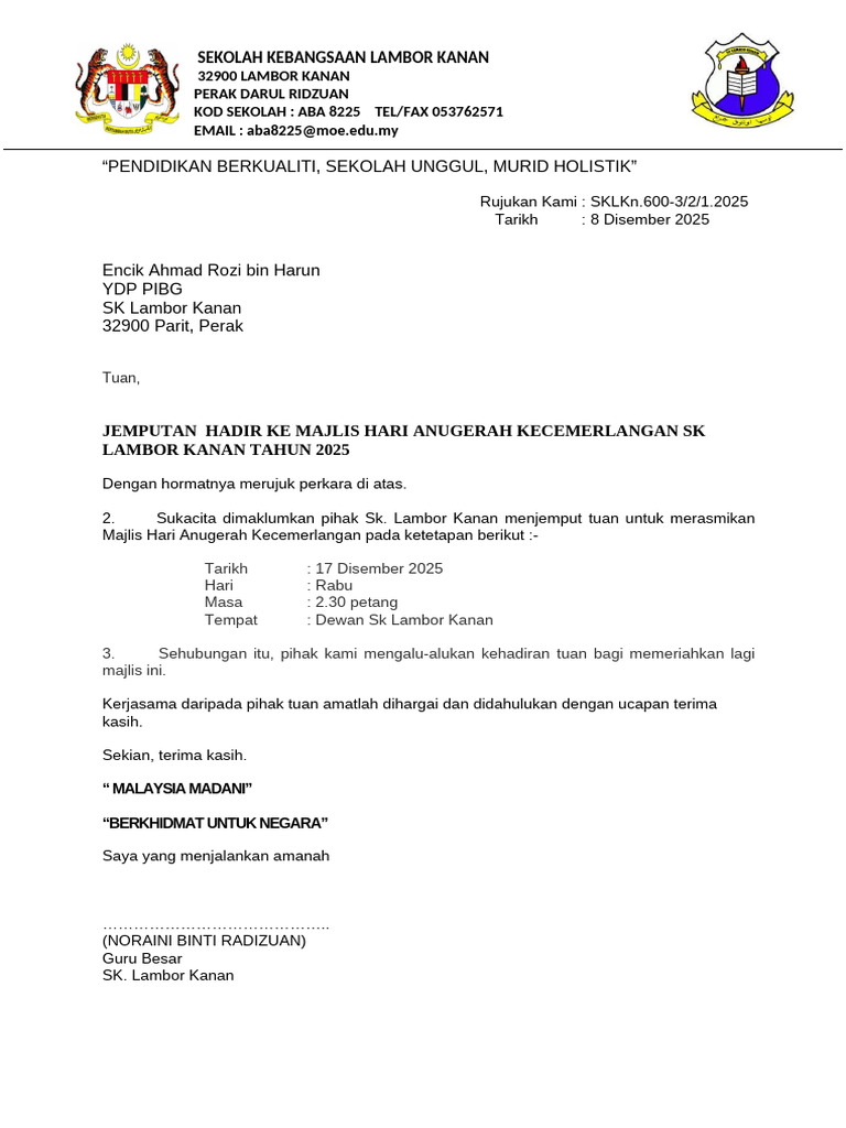 Surat Jemputan YB Khairudin | PDF