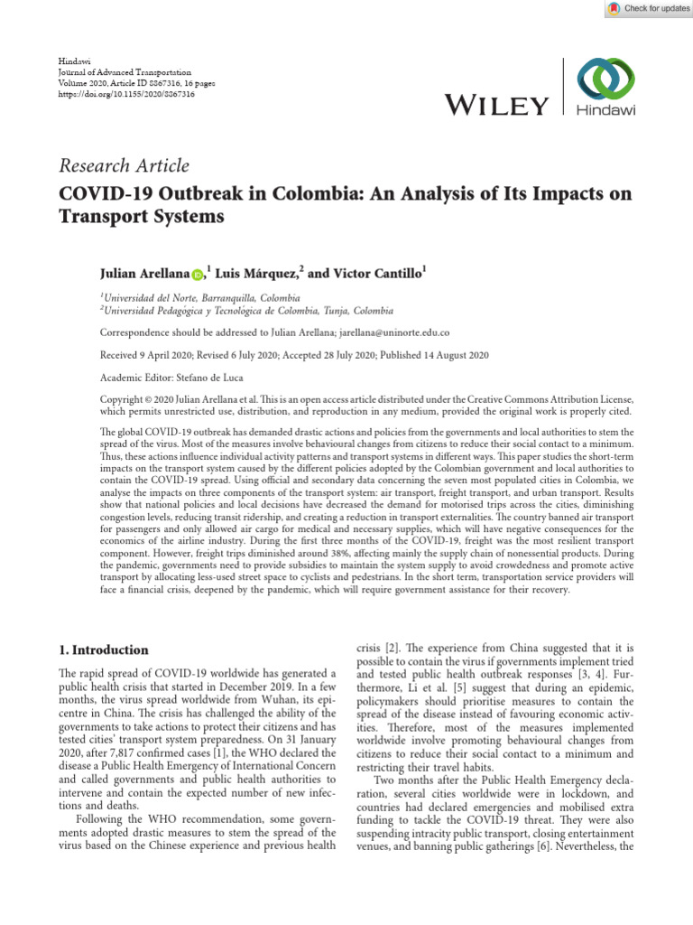 Journal of Advanced Transportation - 2020 - Arellana - COVID 19 ...