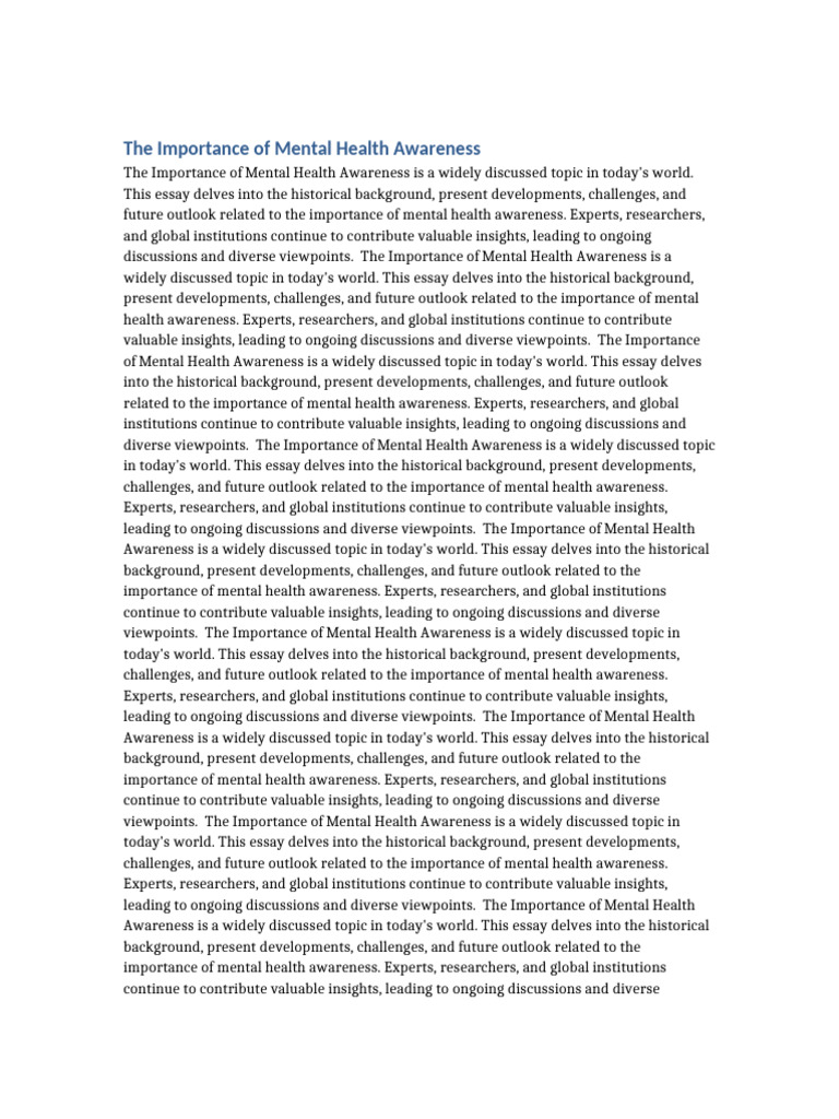 Mental Health Awareness Insights and Future | PDF | Psychological ...
