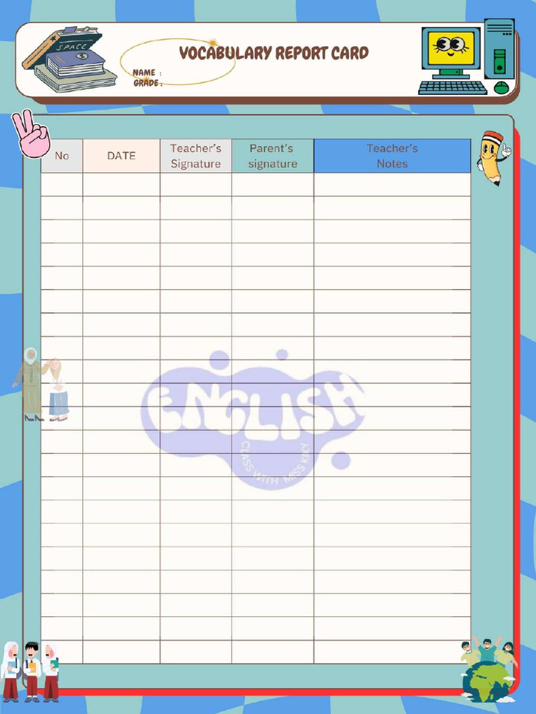 Vocabulary Report Card | PDF