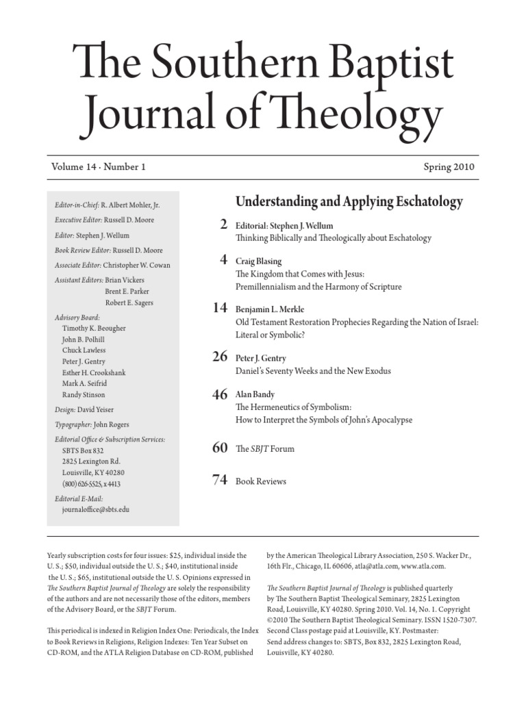9038-SBJT-V14-N.1 | PDF | Premillennialism | Millennialism