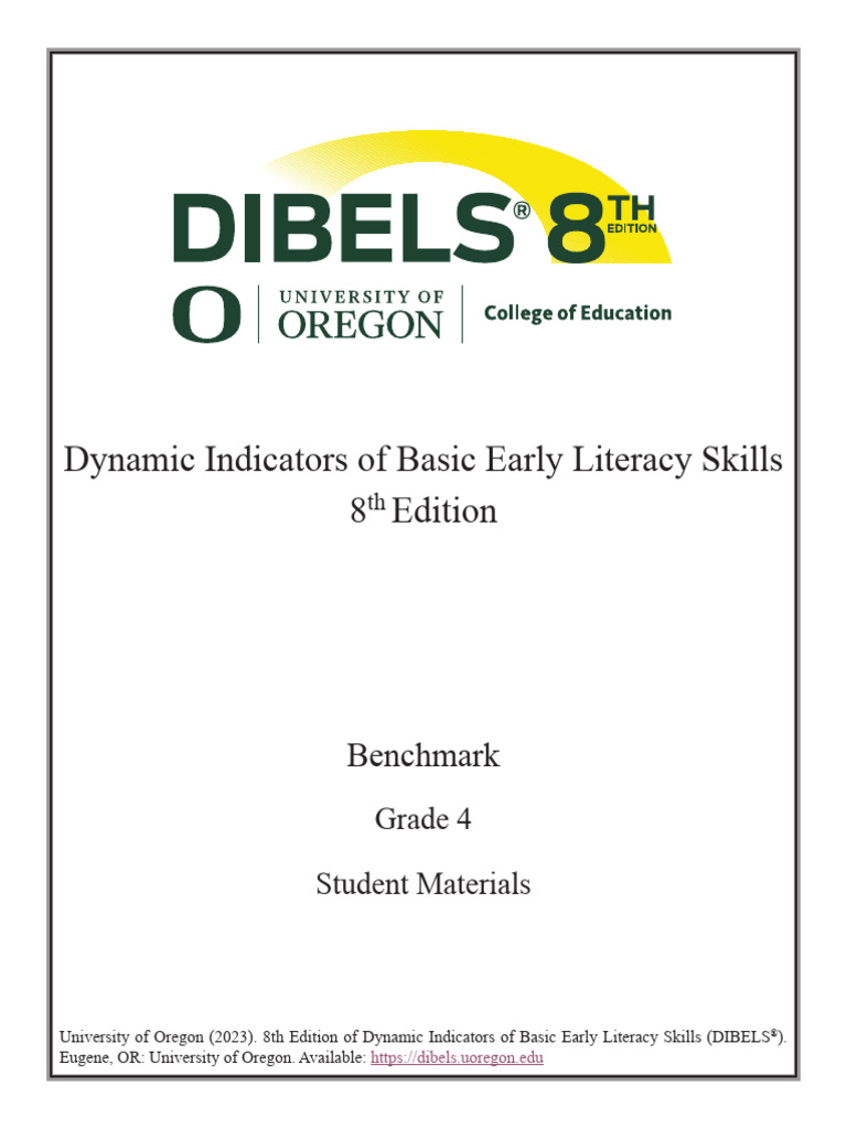 DIBELS 8th Edition Grade 4 Materials | PDF