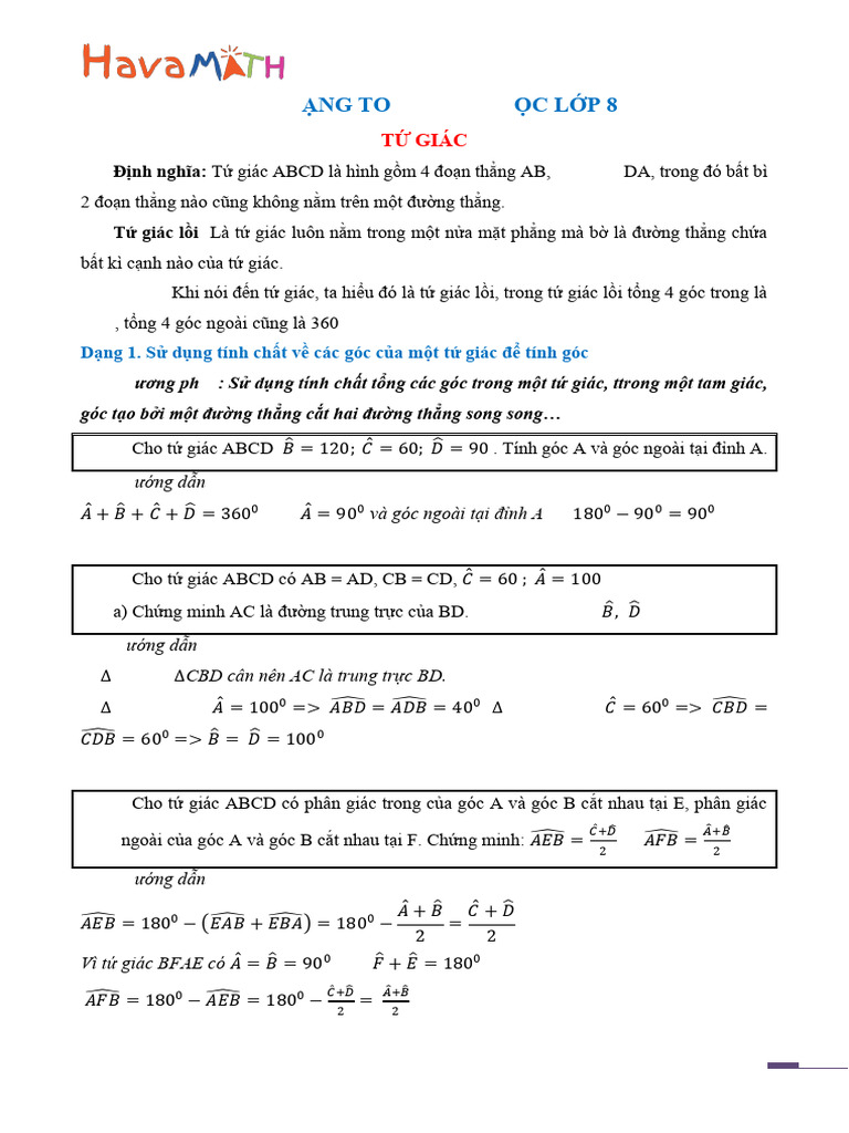 Cac Dang Toan Hinh Hoc Lop 8 | PDF