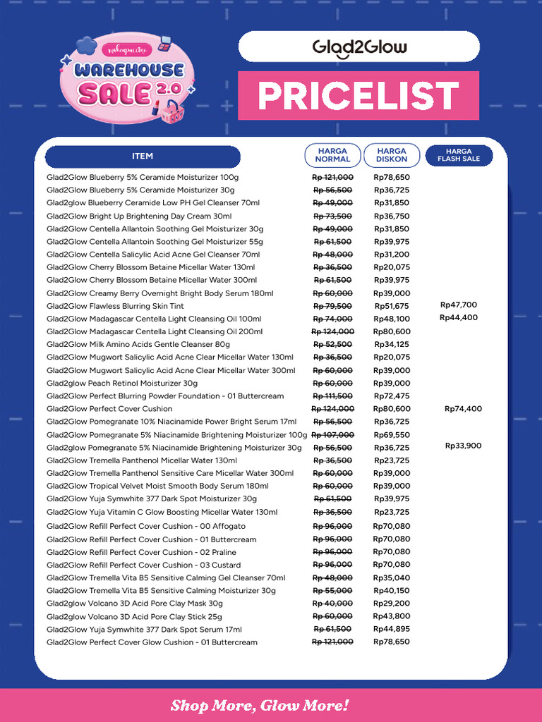 Pricelist A4 - Warehouse Sale | PDF | Sunscreen | Beauty