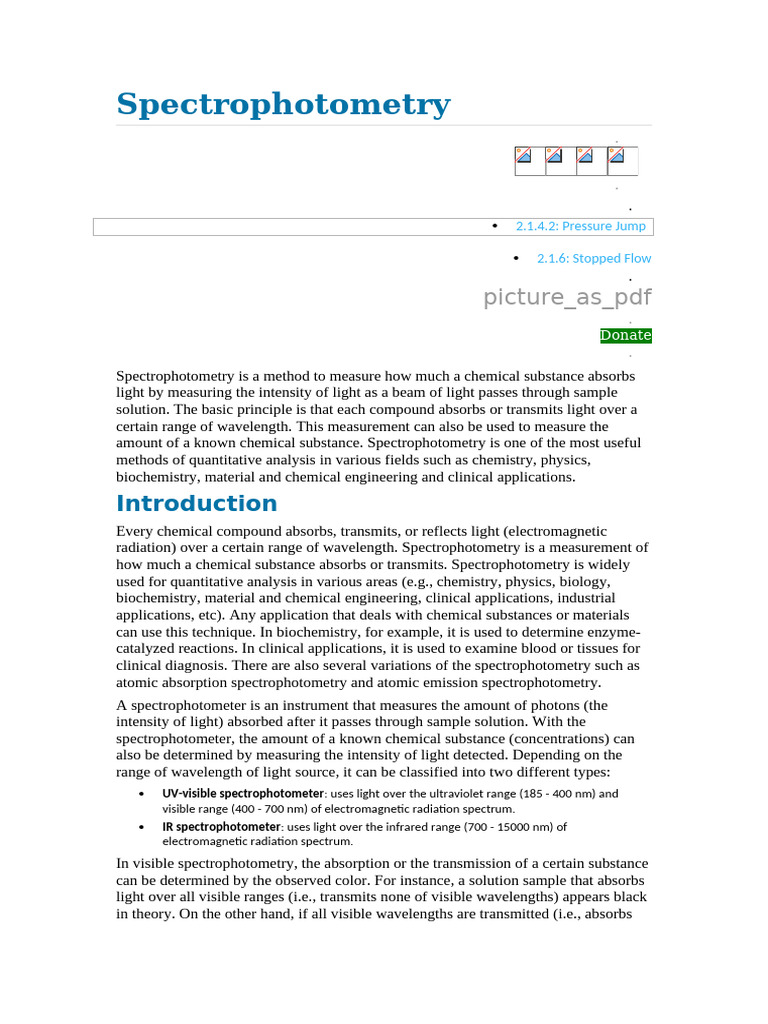 Spectrophotometry Overview | PDF | Spectrophotometry | Absorbance
