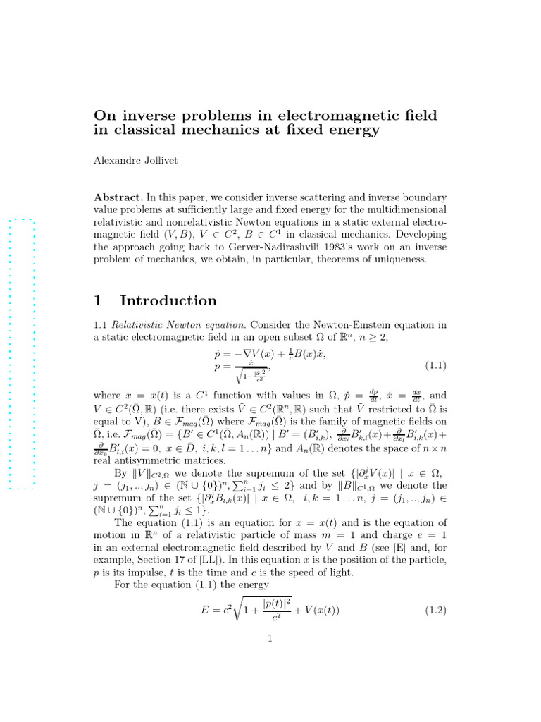 Inverse Problems in Electromagnetic Fields | PDF | Mathematical Physics ...