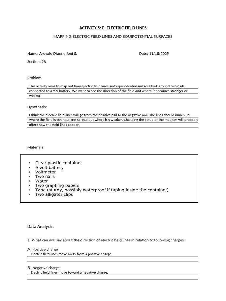 Physics Worksheet | PDF | Electric Field