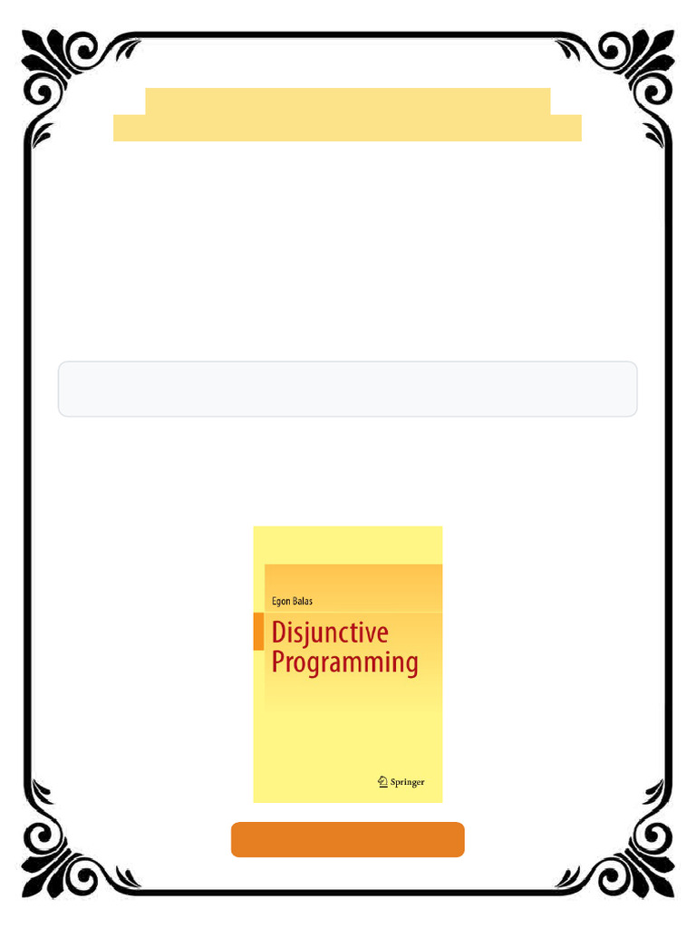 Disjunctive programming Balas E ebook 2025 full release | PDF | Linear ...