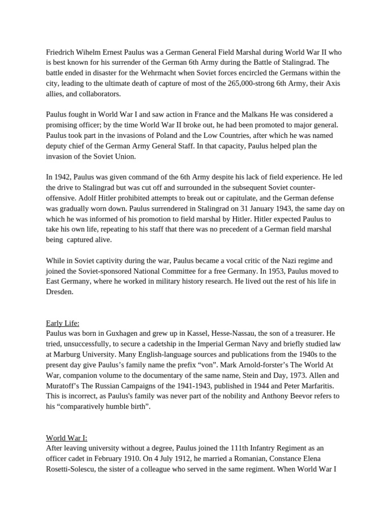 Friedrich Paulus_ Documentary Bibliography | PDF | Military | World War II