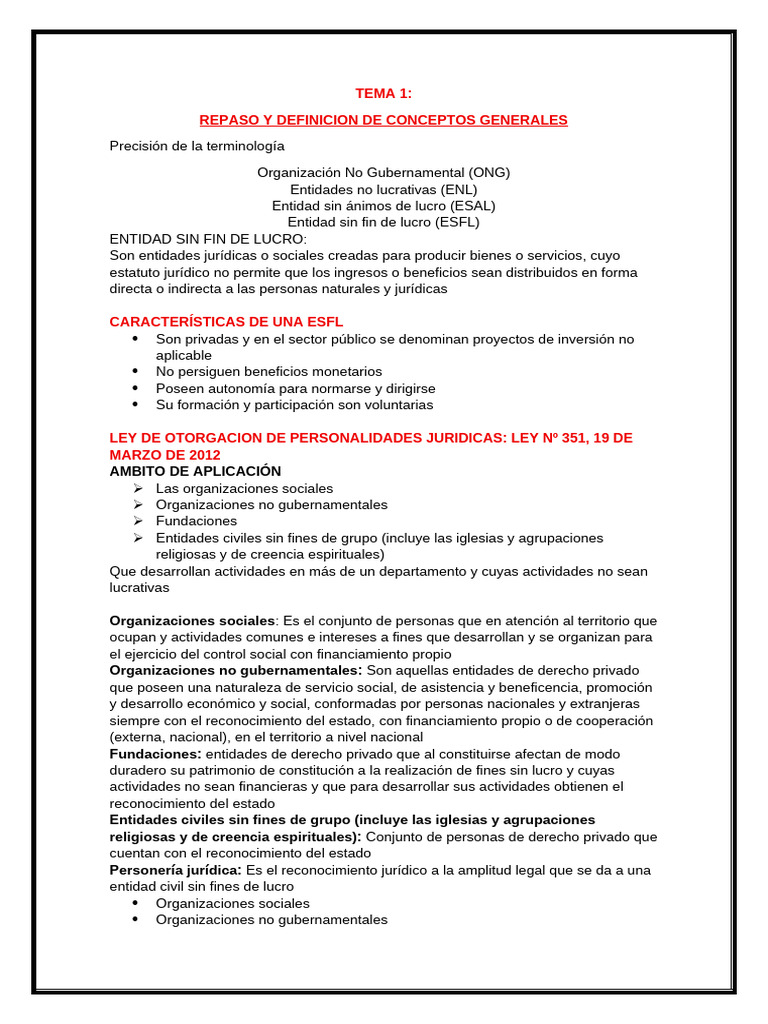 Definición de Entidades Sin Fines de Lucro | PDF | Fundación (sin fines ...