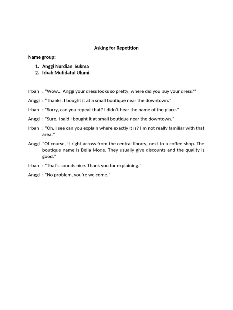 Asking For Repetition | PDF