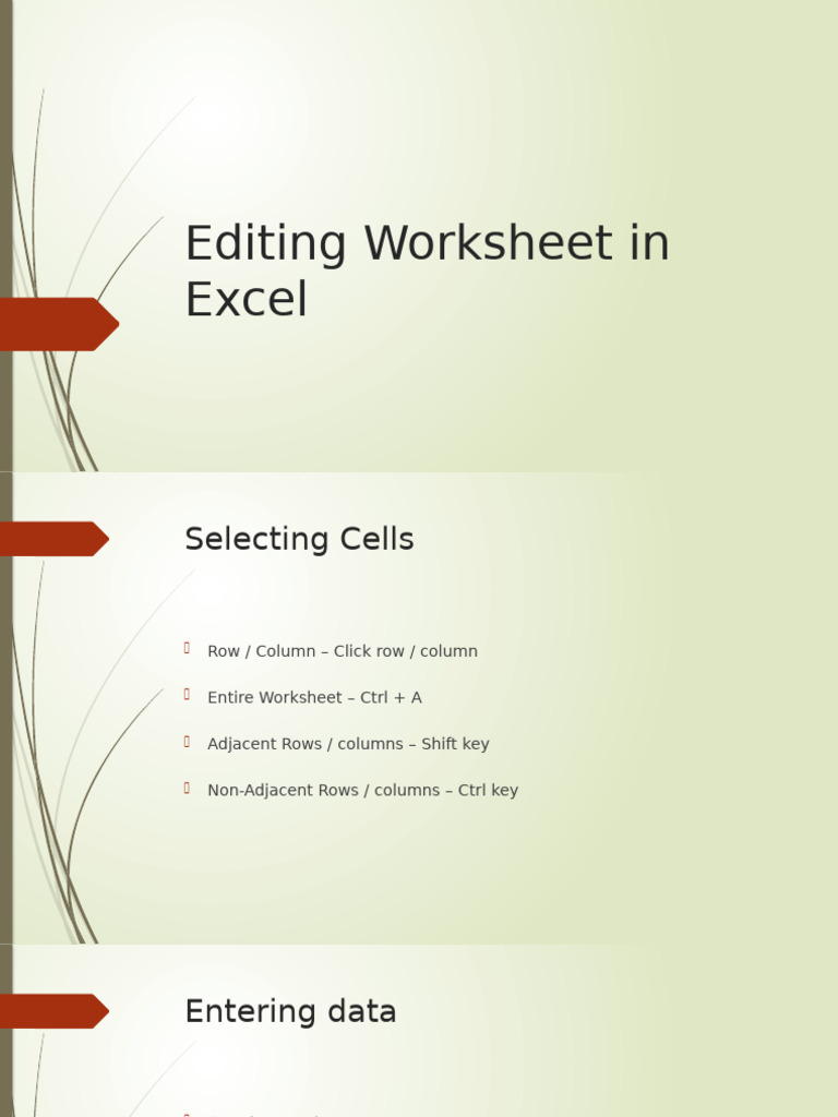 Editing Worksheets in Excel | PDF