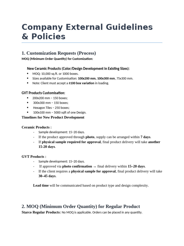 Company External Guidelines & Policies | PDF | Cheque | Payments