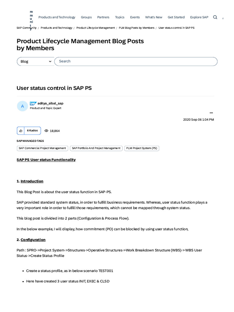 User Status Control in SAP PS Explained | PDF | Product Lifecycle ...